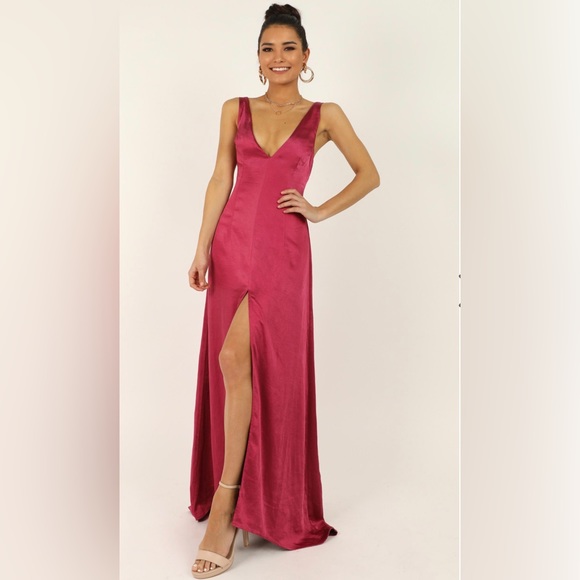 Showpo. | Dresses | When The Lights Are Low Dress In Raspberry Satin ...
